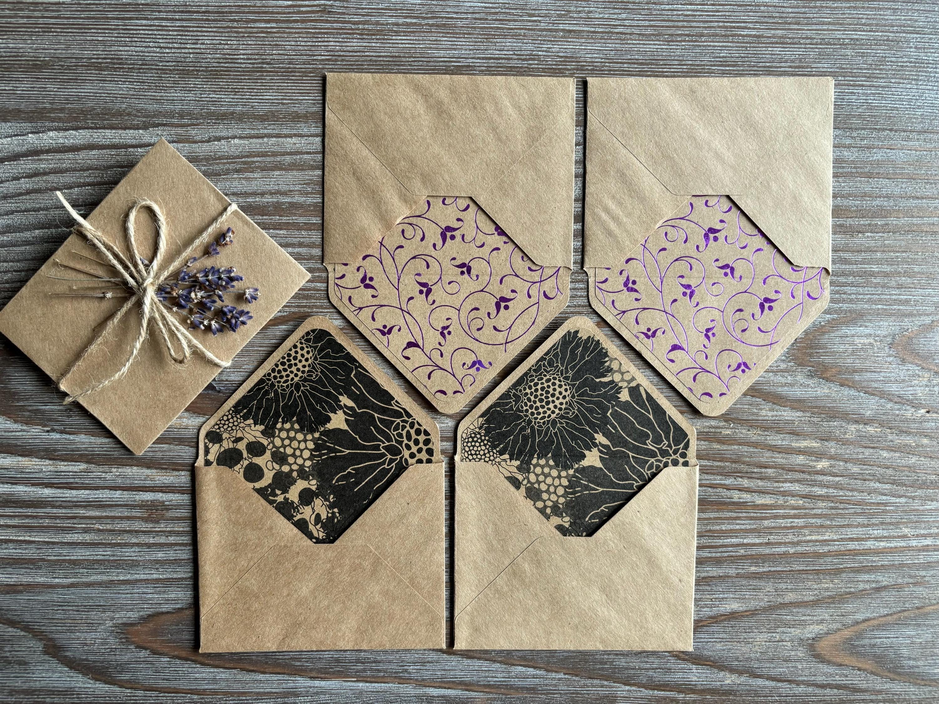 Lined Envelopes Set 3x4", Letter Writing Set, Cotton Writing Paper ...