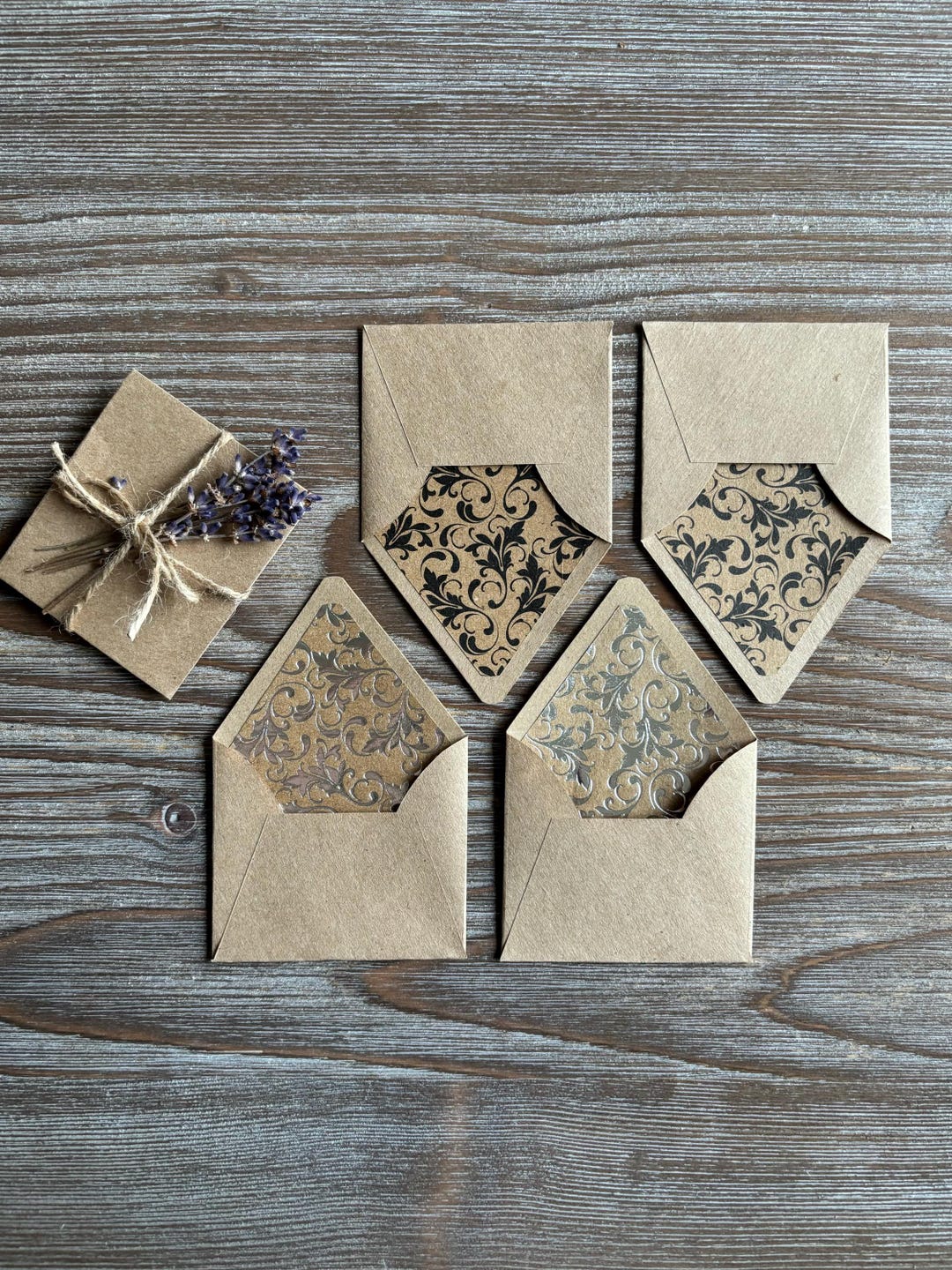 Miniature Lined Envelopes Set, Silver Foil, Romantic Surprise Love ...