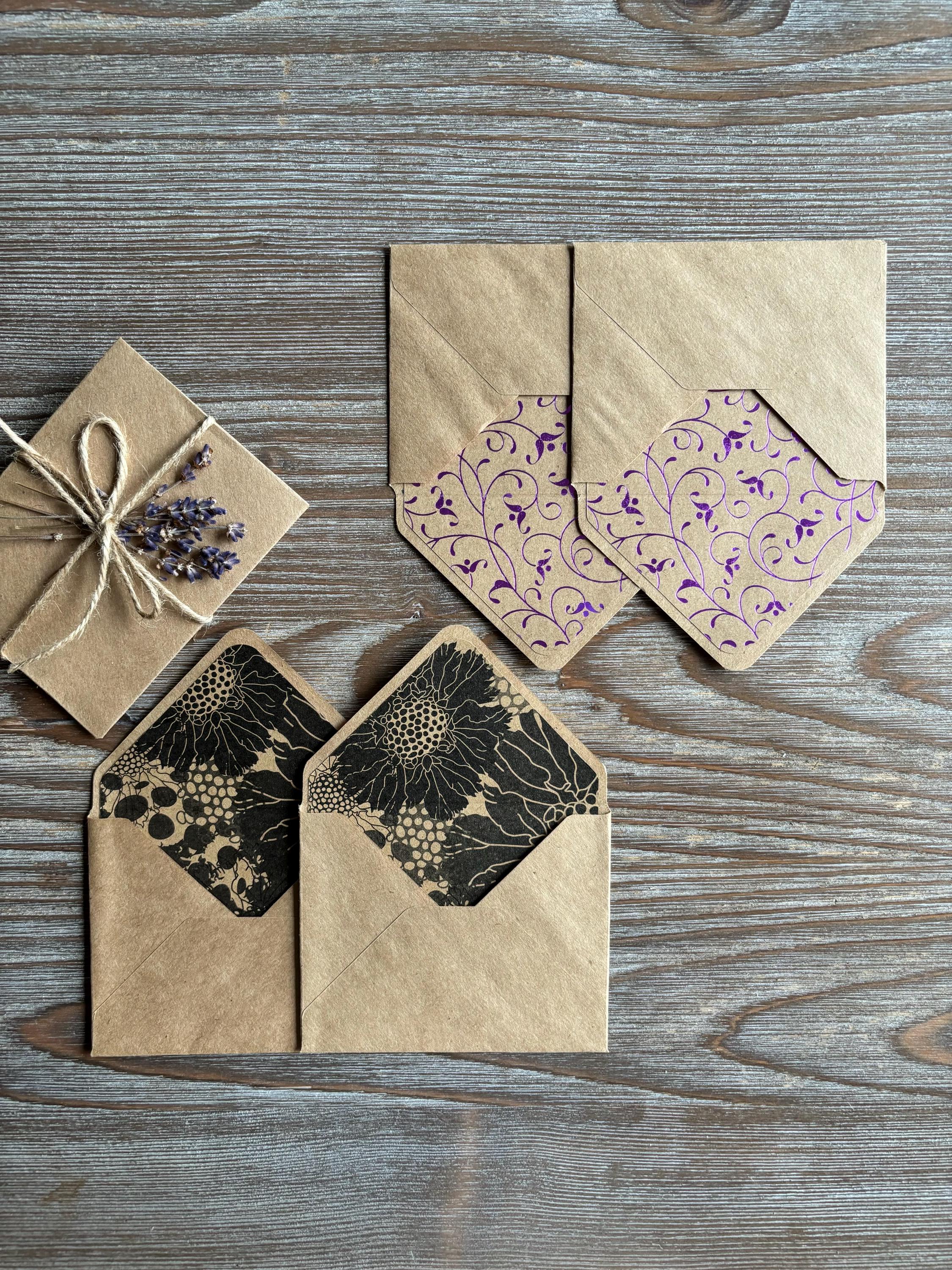 Lined Envelopes Set 3x4", Letter Writing Set, Cotton Writing Paper ...