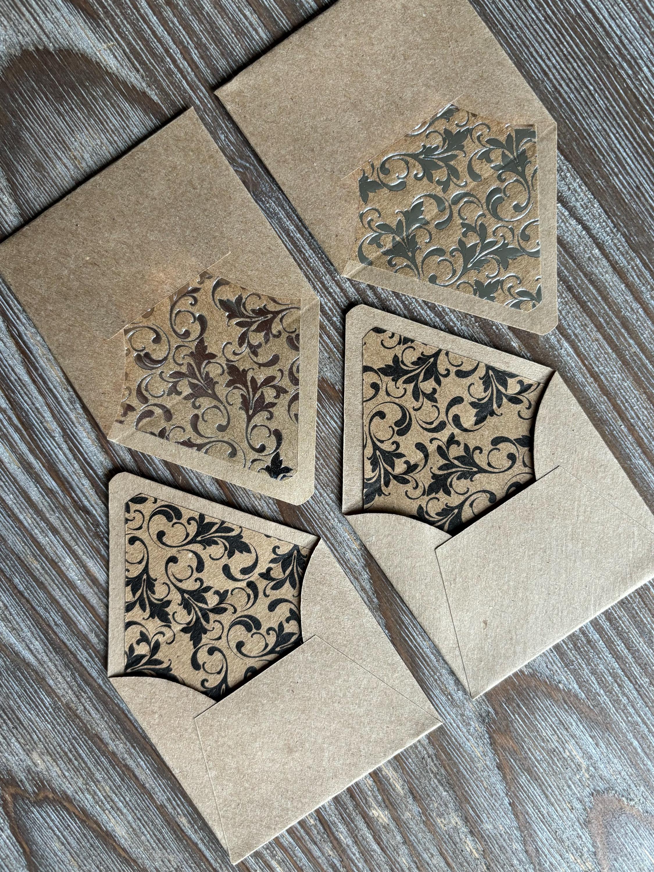 Miniature Lined Envelopes Set, Silver Foil, Romantic Surprise Love ...