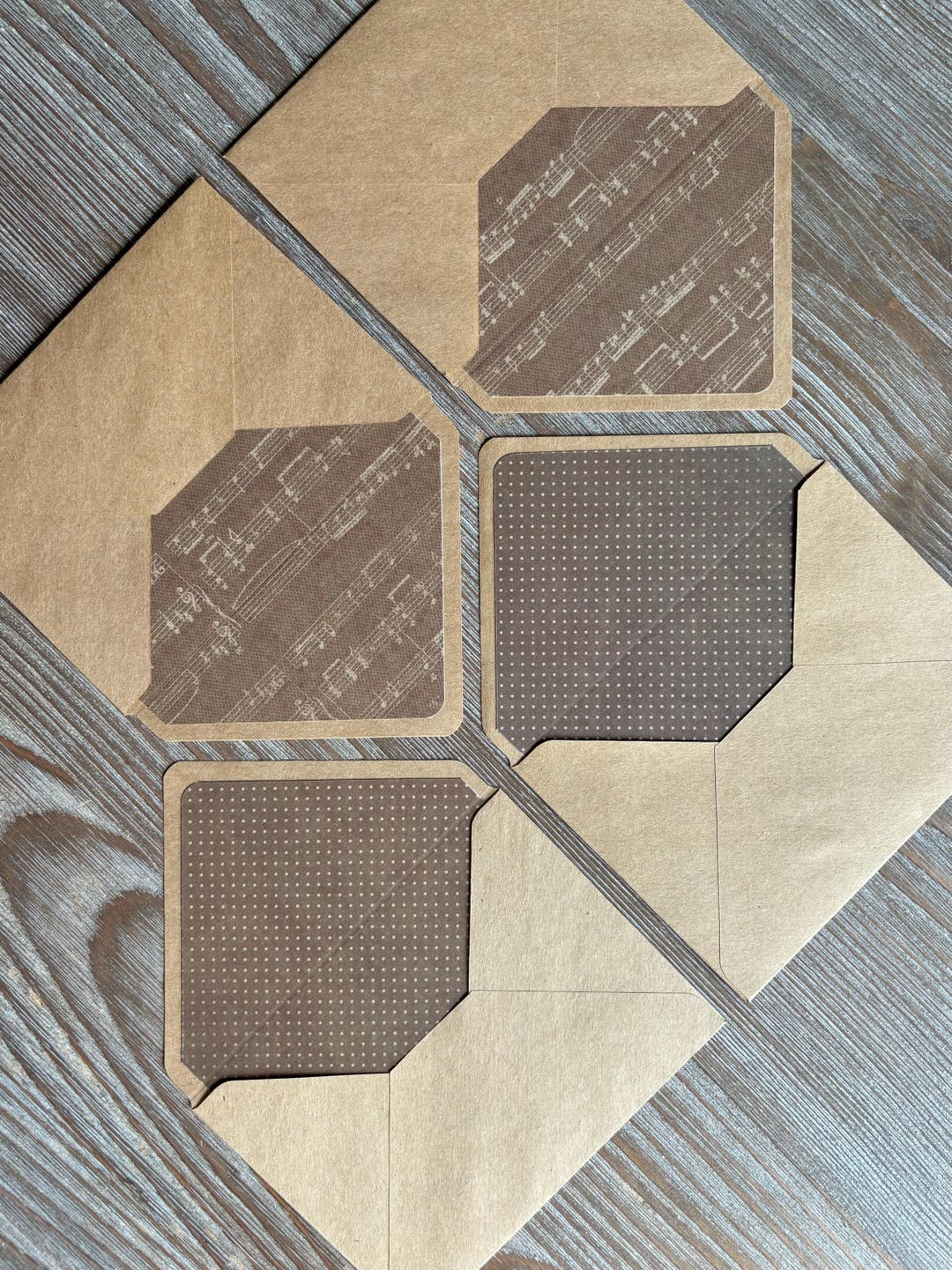 Letter Writing Set: 2 Lined Envelopes, Cotton Writing Paper, Brown ...