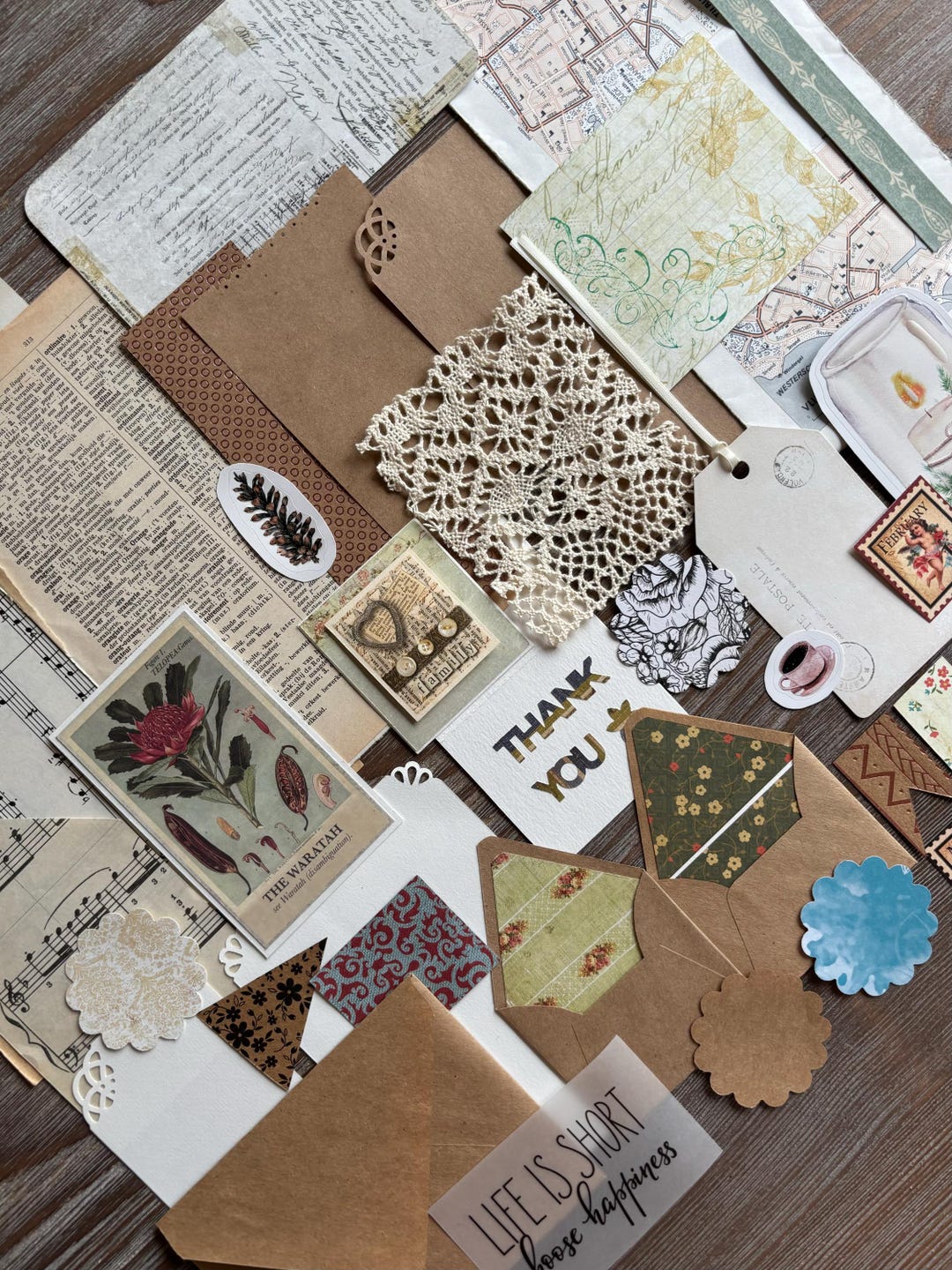 Ephemera Set, Junk Journal Diary Stationery Mix Media, Happy Mail ...