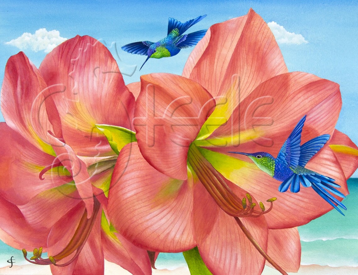 Carolyn Steele Tropical Art Print, Caribbean Beach, Sunny Day ...