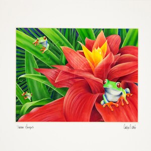 Tropical Art Print - Green Tree Frogs: "three Amigos" - Etsy