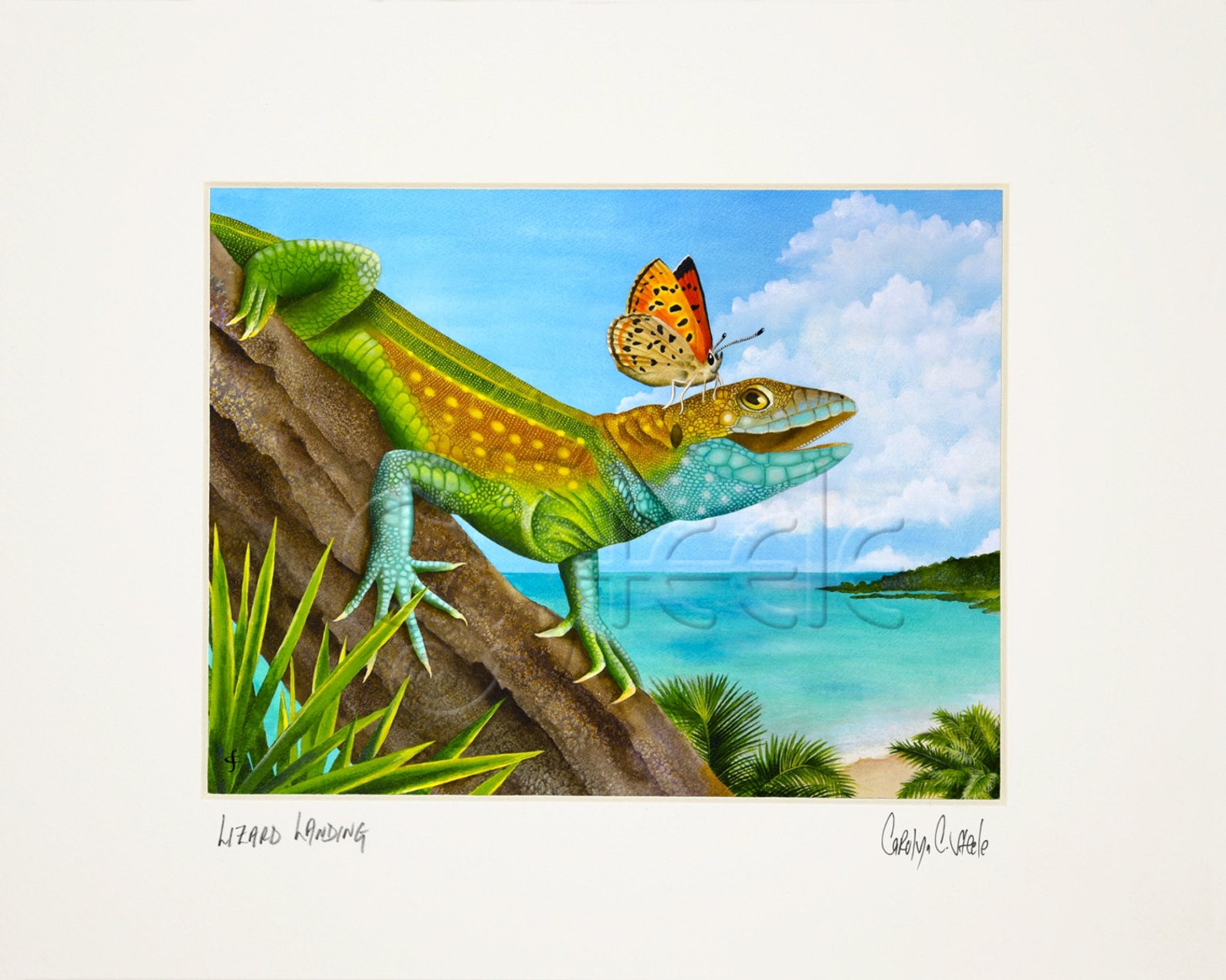 Carolyn Steele Tropical Art Print, Caribbean Island, Beach, Comical ...