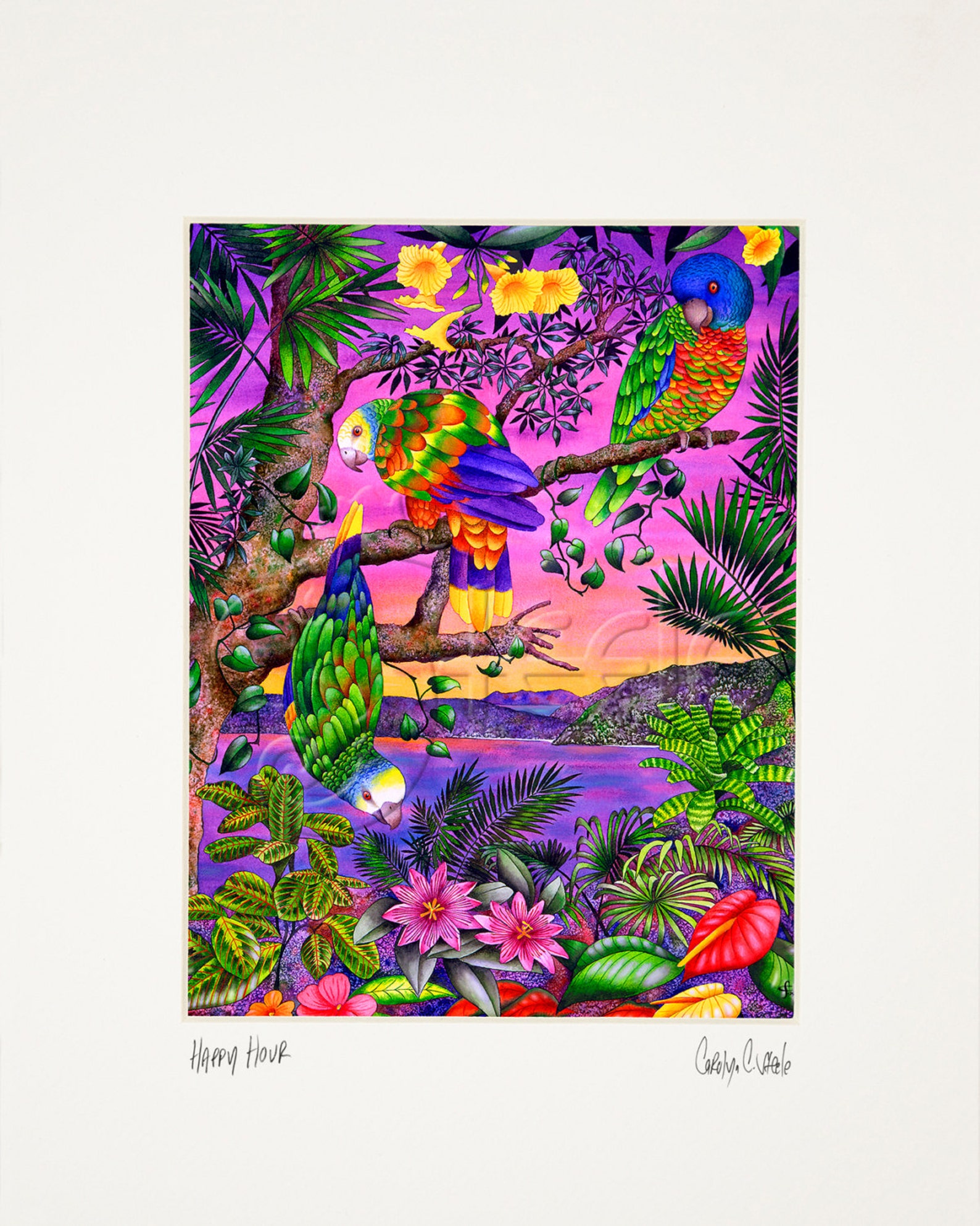 Carolyn Steele Tropical Art Print Sunset Floral Endangered - Etsy