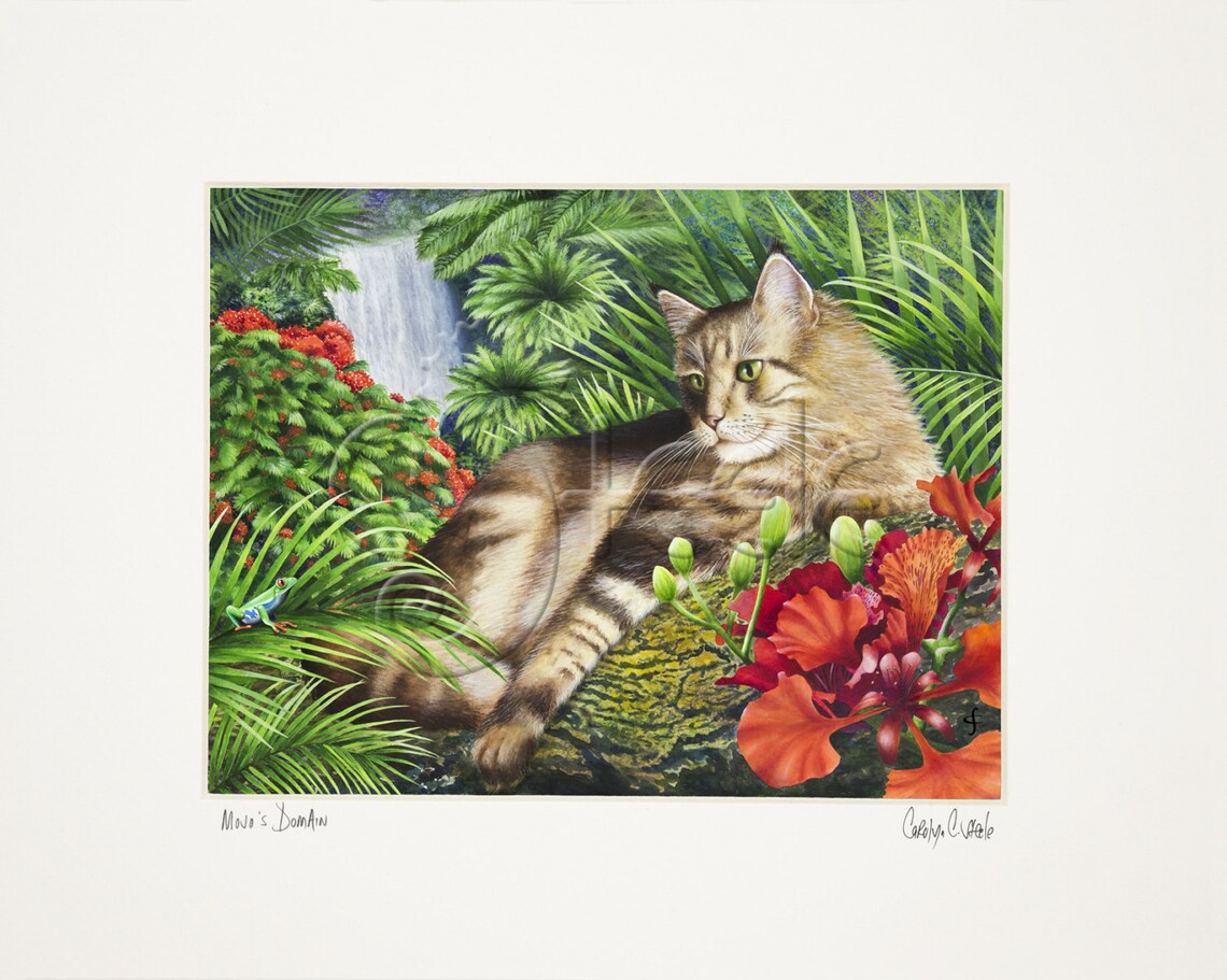 Carolyn Steele Tropical Art Print Jungle Flowers Waterfall - Etsy