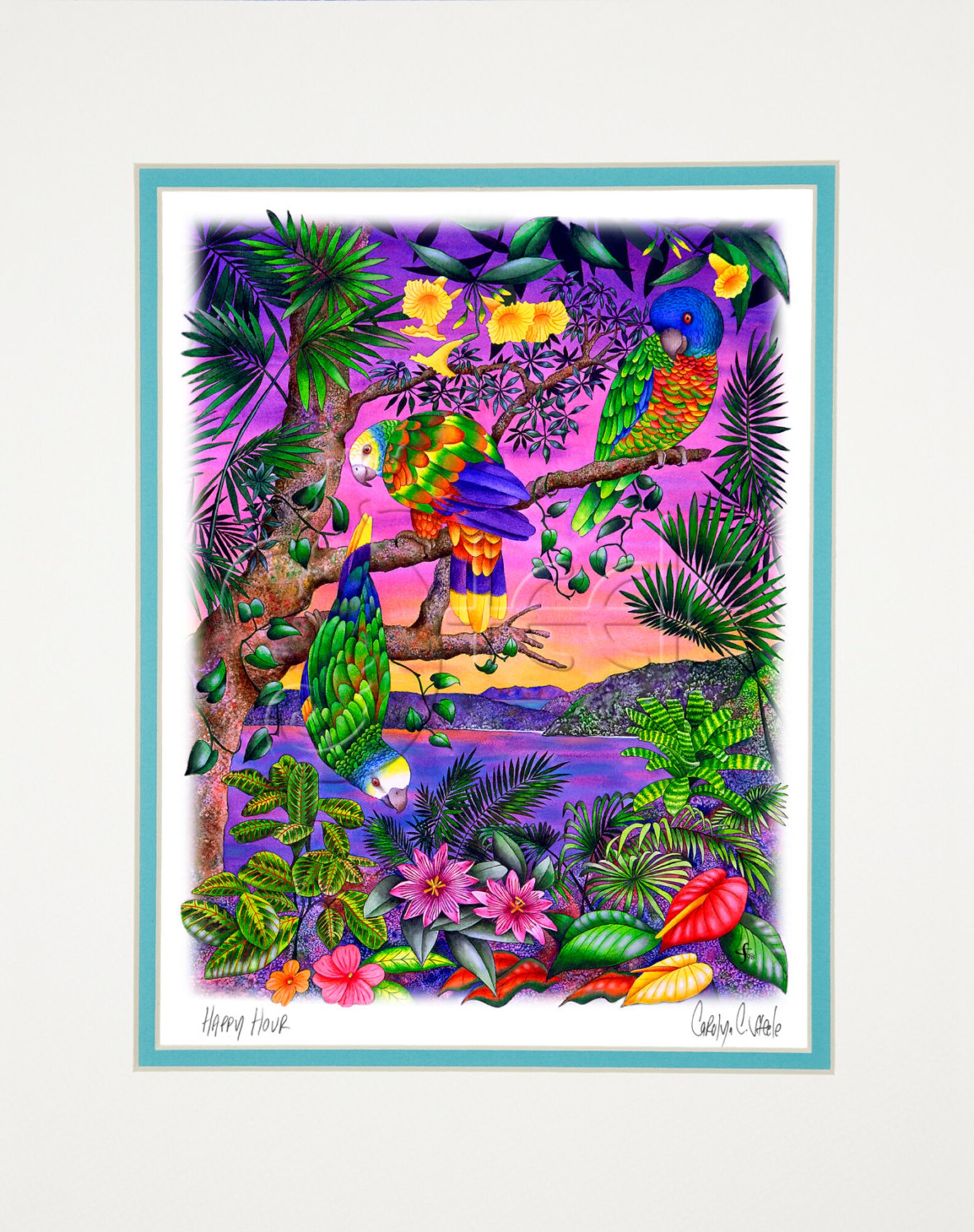Carolyn Steele Tropical Art Print Sunset Floral Endangered - Etsy