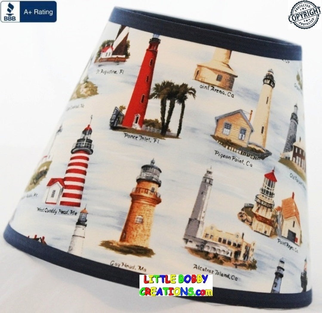 NAUTICAL LIGHTHOUSE Lamp Shade 10-18 of 18 Shade Fabrics to Choose From ...