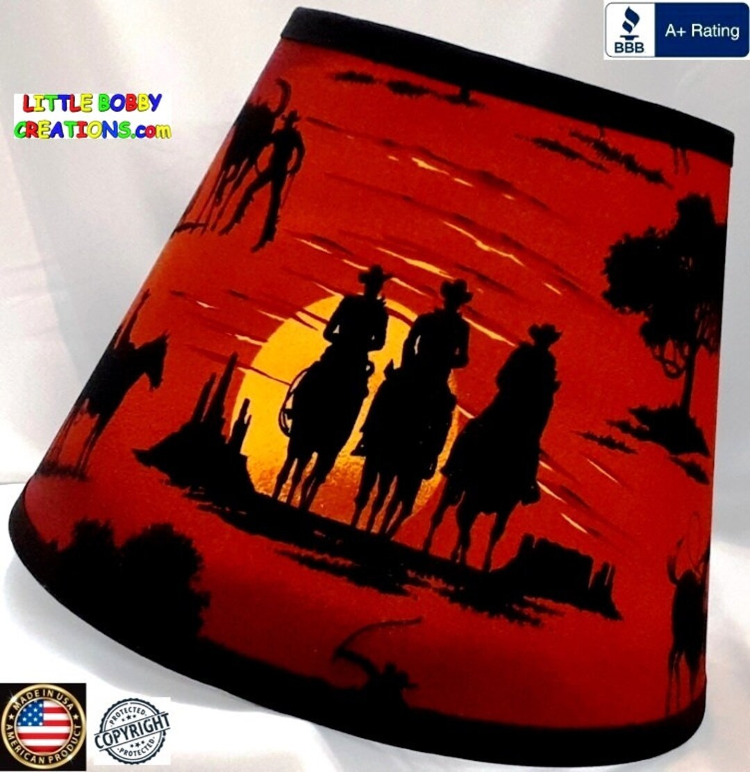 Western Cowboy Lamp Shade - Handmade Fabric Shade - Etsy
