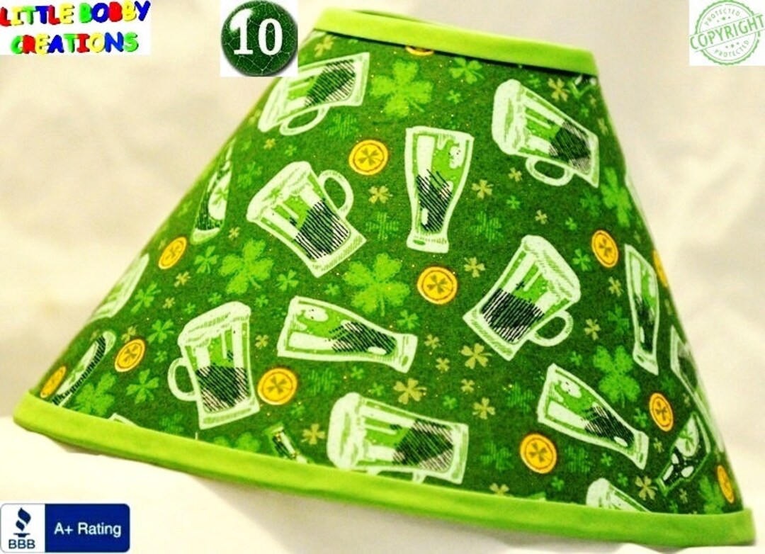St Patricks Lamp Shade - Licensed Fabric, Shamrock & Beer - Etsy