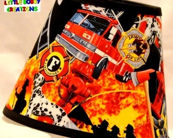 Firefighter Lamp Shade. Fire Department. Firetruck. Shades Are 9.5" X 5 ...