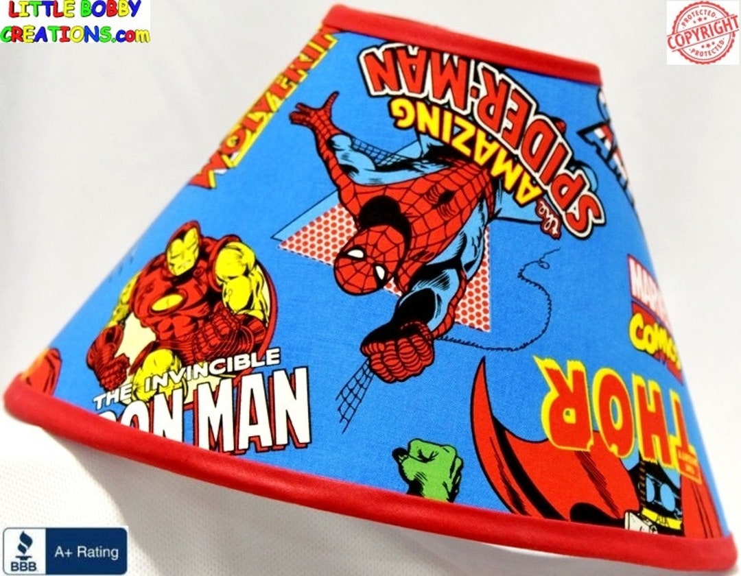 SPIDERMAN LAMP SHADE 46-54 of 63 Shade Fabrics to Select From Each Lamp ...
