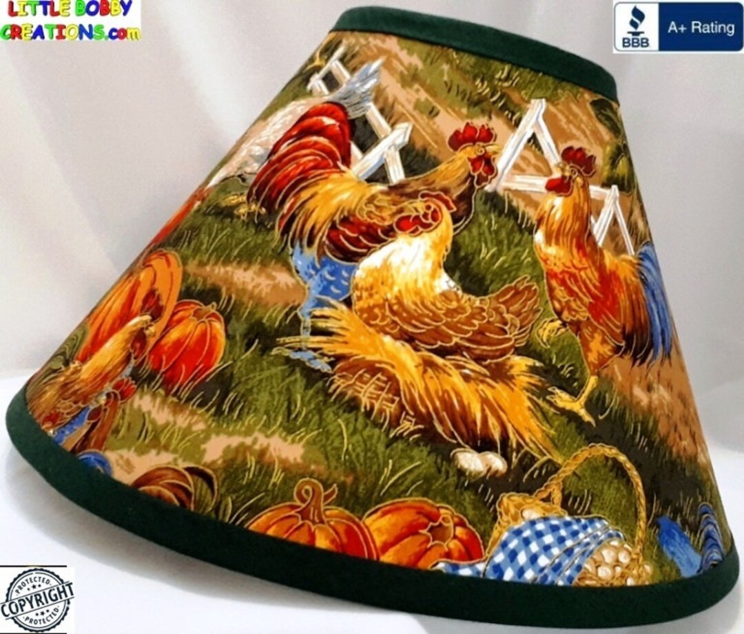 CHICKEN LAMP SHADE - 10-18 of 36 Shade Fabrics to Choose From! - Made ...
