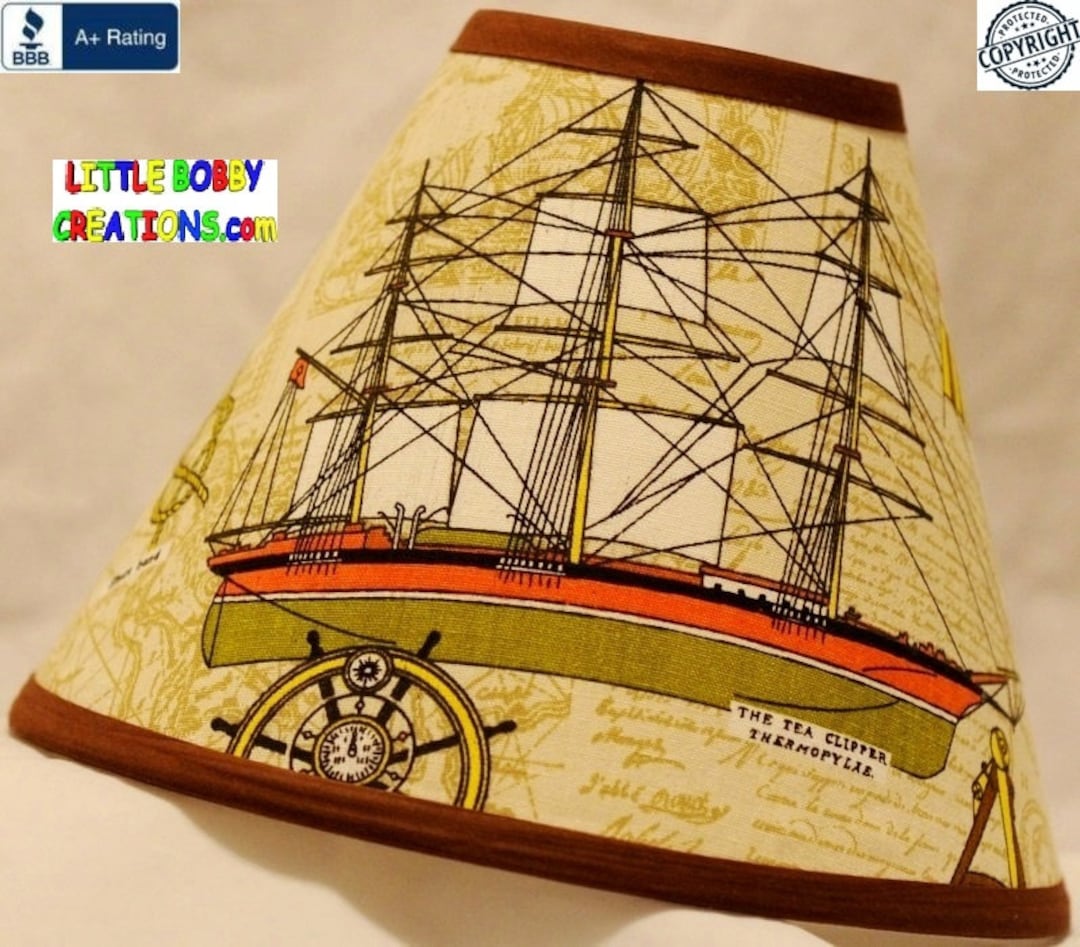 Vintage Nautical Ship Lamp Shade - Handmade, U.S. Fabric - Etsy