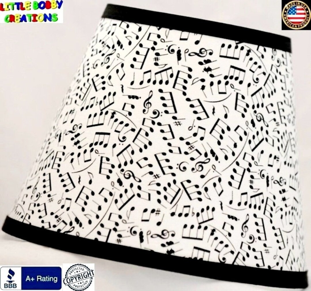Music Note Fabric Lamp Shade – Handmade, Customizable Sizes - Etsy
