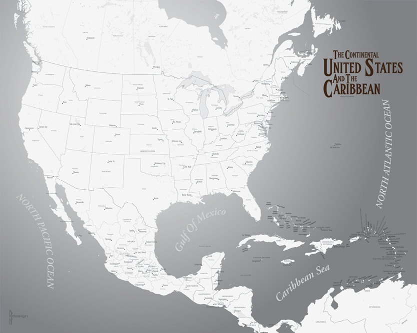 Map Of Caribbean Black And White
