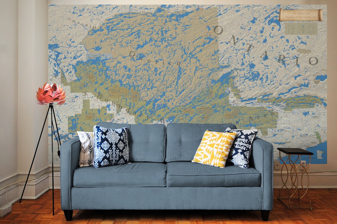 Mural Quetico & Boundary Waters Canoe Area Map | BWCA Wall Art | Gift ...