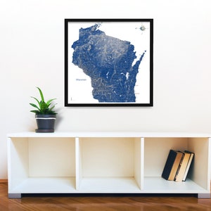 Wisconsin Blues Shaded Relief Map - Etsy
