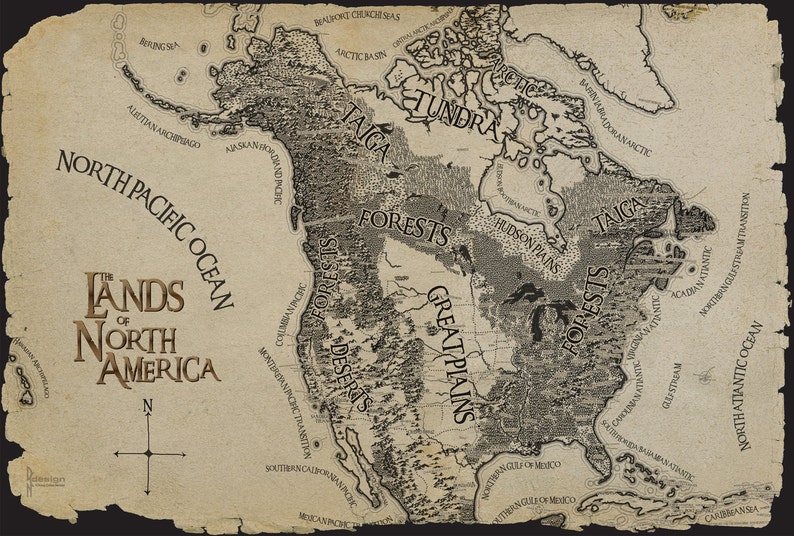 Tolkien Style Adventure Map With Landforms, Not AI Designed, North ...