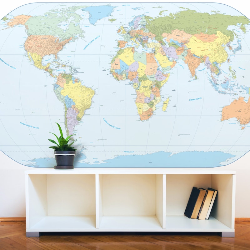 World Map Wall Decal - Etsy