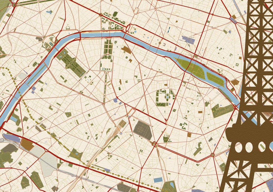 Paris Map, City of Love, 8x10, Not AI Designed, Paris France Art Map ...