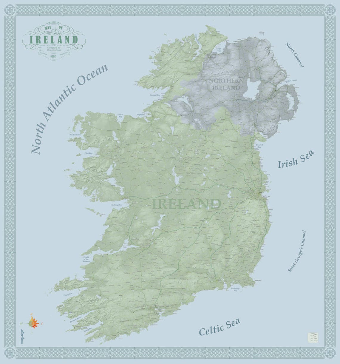 Large Ireland Wall Map Print 24x24 or 36x41, Not AI Designed, Satin ...