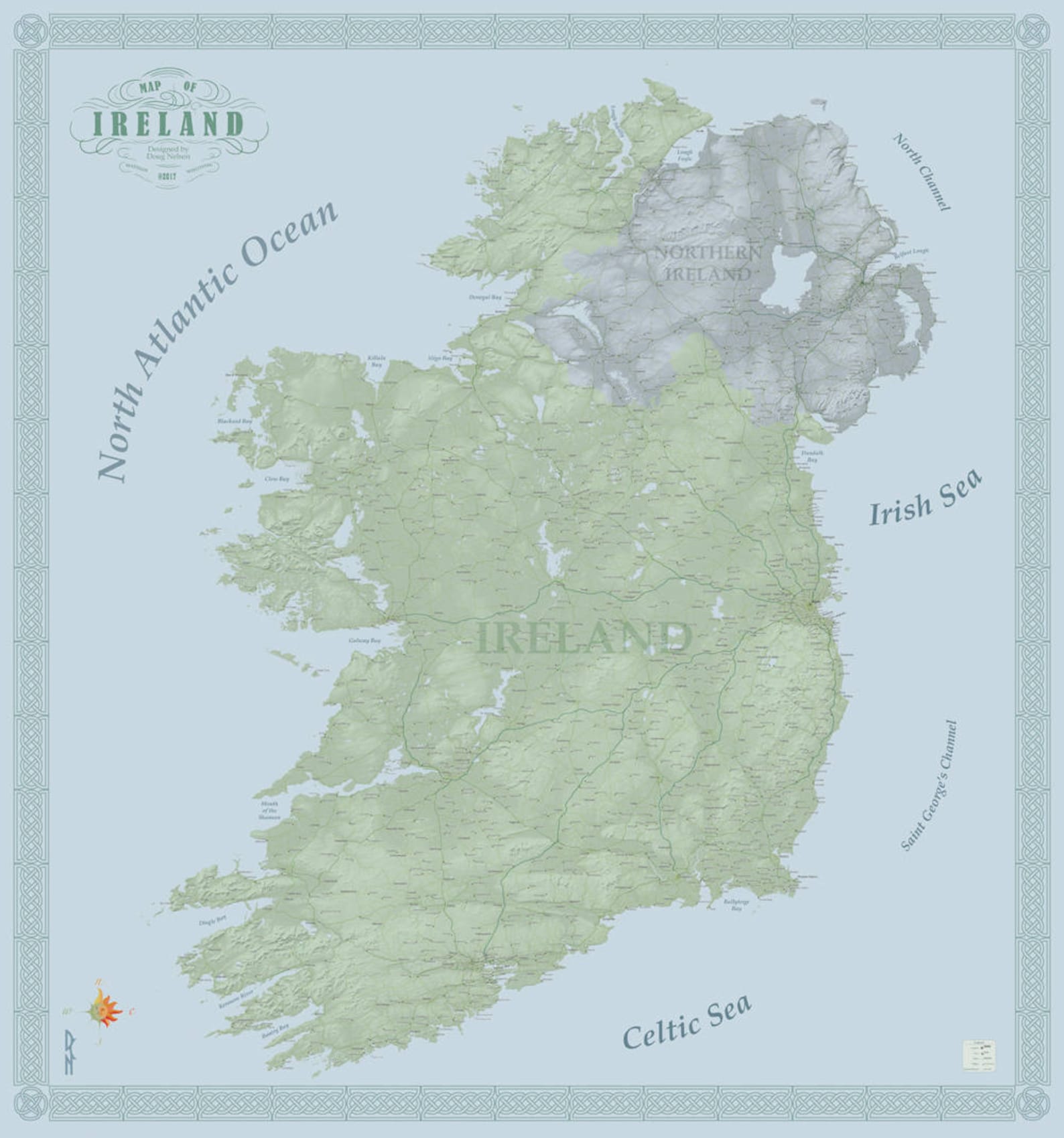Large Ireland Wall Map Print 24x24 or 36"x41", Not AI Designed, Satin ...