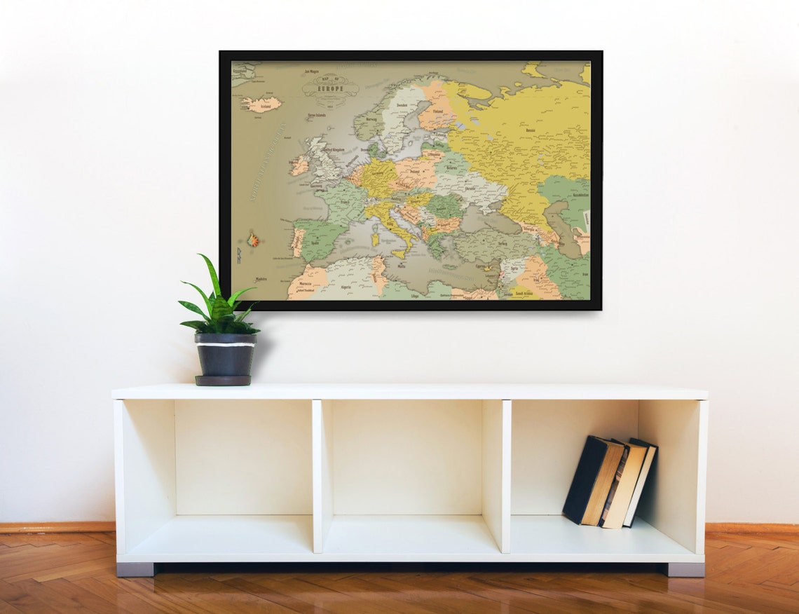 Europe Map Art or Travel Map Print on Paper Art Map Perfect - Etsy