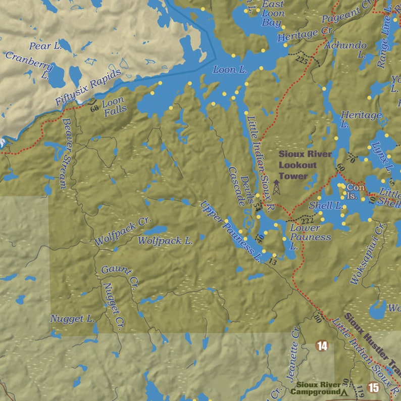 Deep Green Version Boundary Waters Canoe Area Wilderness Map One of a ...