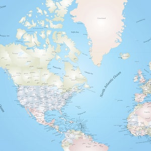 North America and Europe Travel Map, Push Pin Travel Map, Travel Map ...