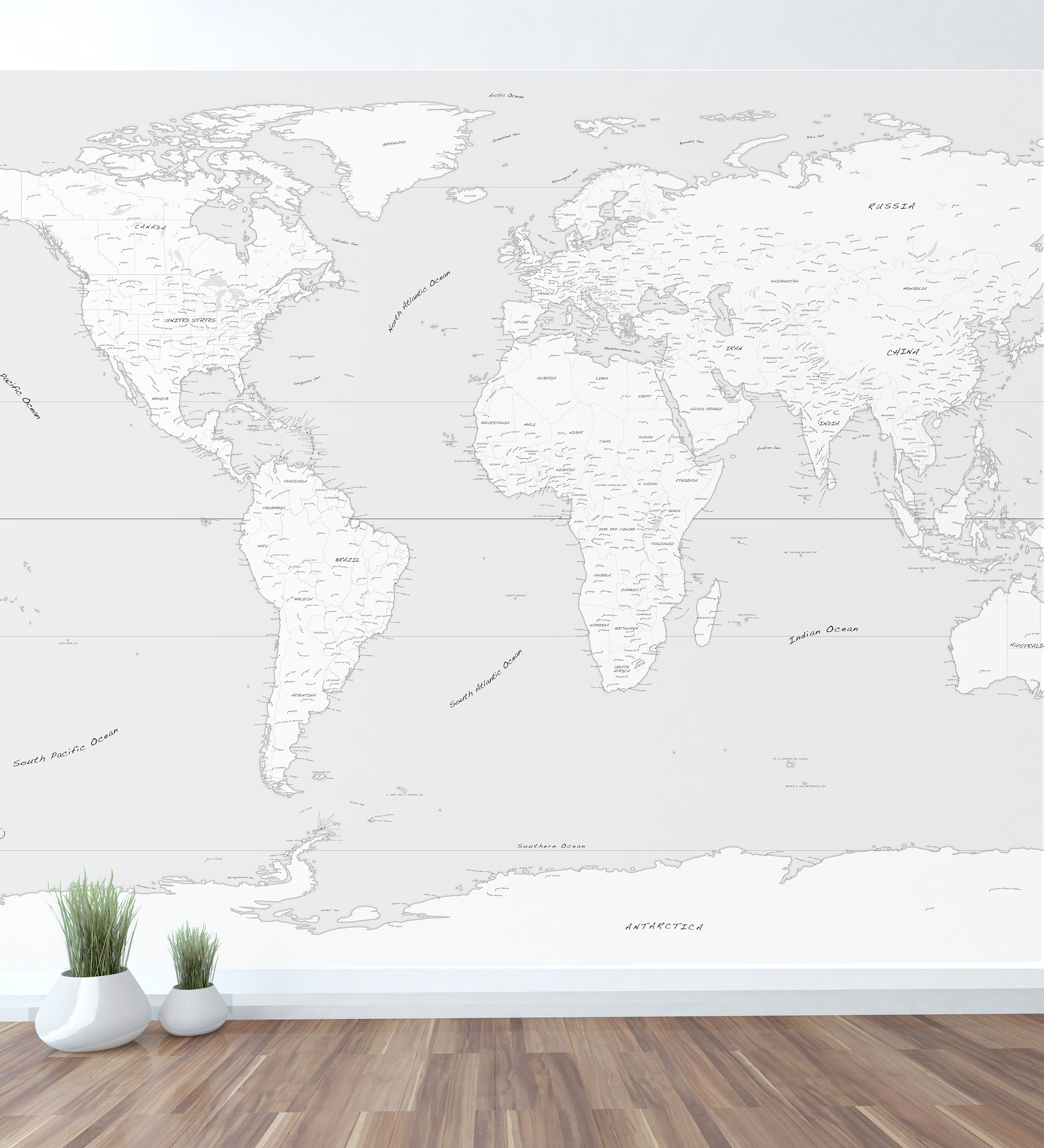 Large World Map Mural Wall Art World Map Decal 80x55 Clean With ...