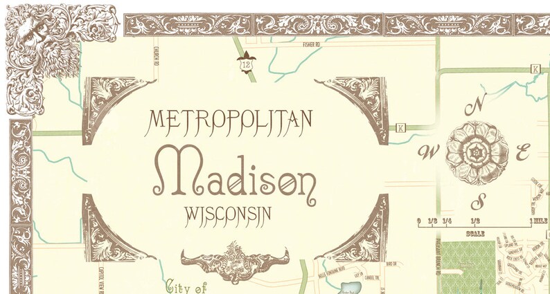 Madison Map With Victorian Flourishes Not AI Designed Paper - Etsy