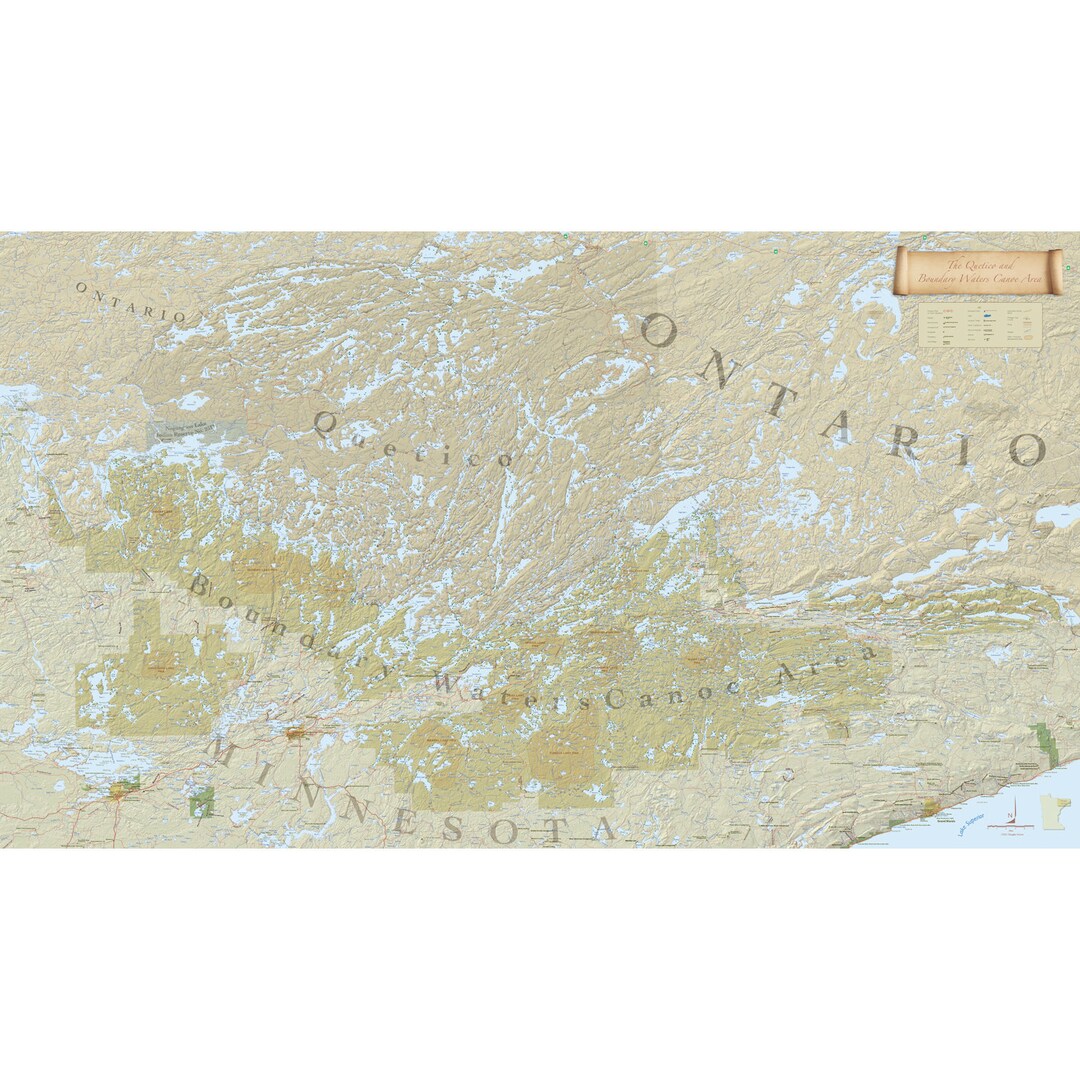 Boundary Waters & Quetico Wilderness Map, Archival Wall Art or Peel-and ...