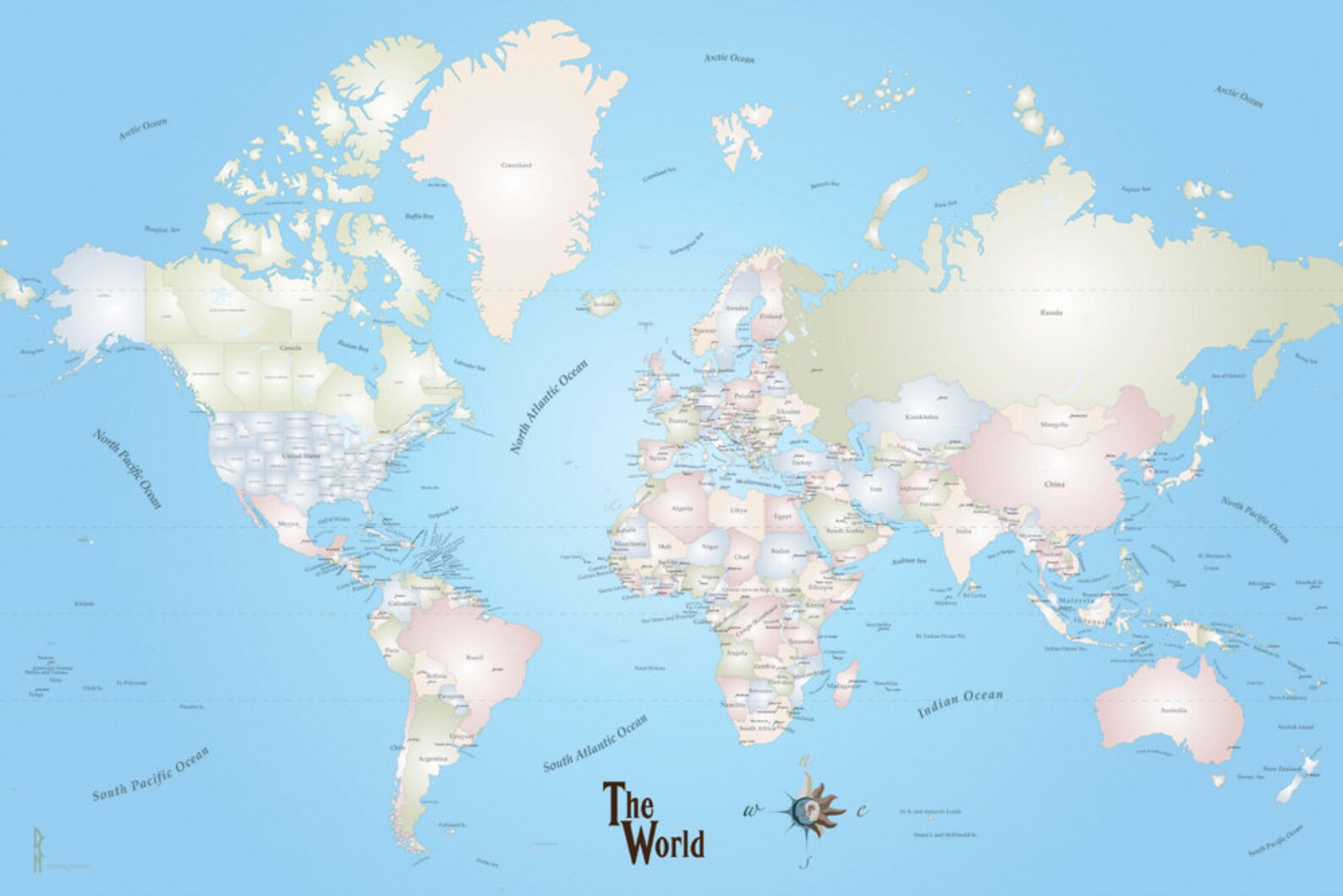 Giant World Map Mural Stylish and Educational World Map Not - Etsy