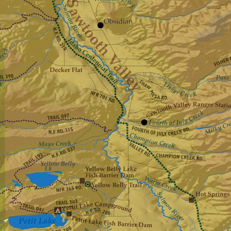 Sawtooth Range Map of Peaks and High Places. Many Mountains | Etsy