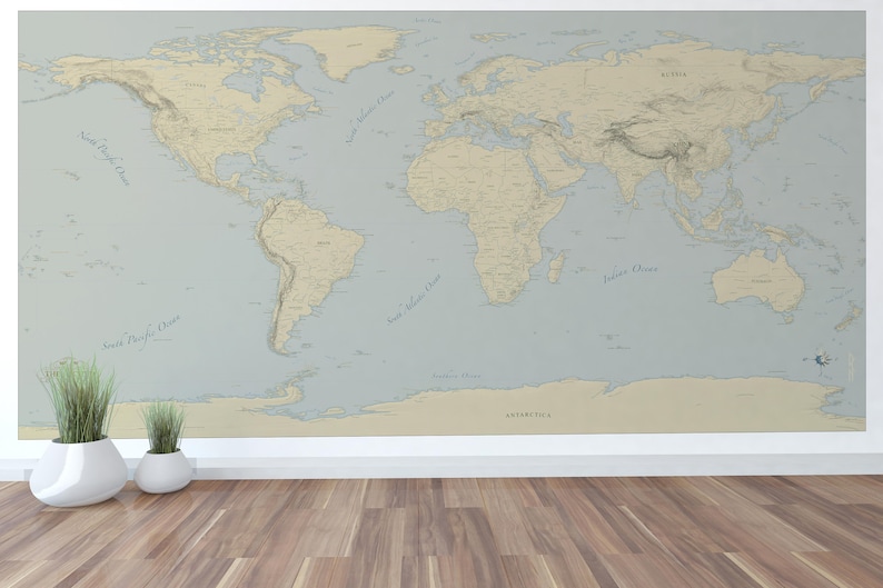 Giant World Map Mural Stylish and Educational World Map Wall - Etsy