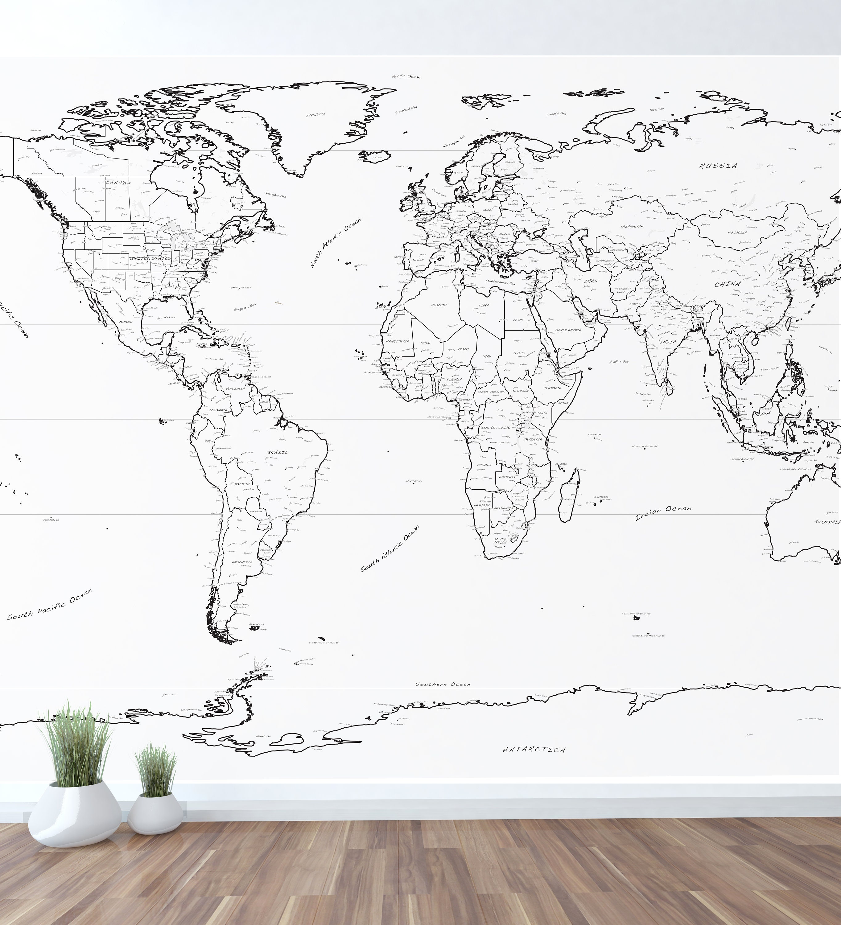 Large World Map Mural Wall Art World Map Decal 80x55 Clean With ...