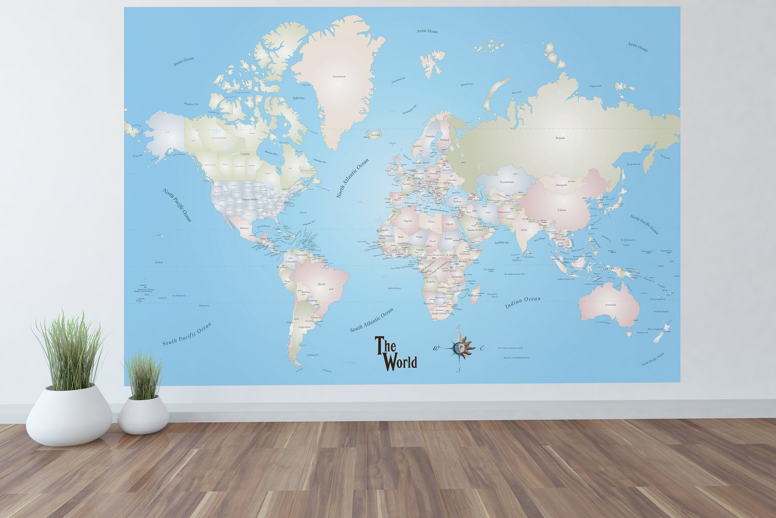 Giant World Map Mural Stylish and Educational World Map Not - Etsy