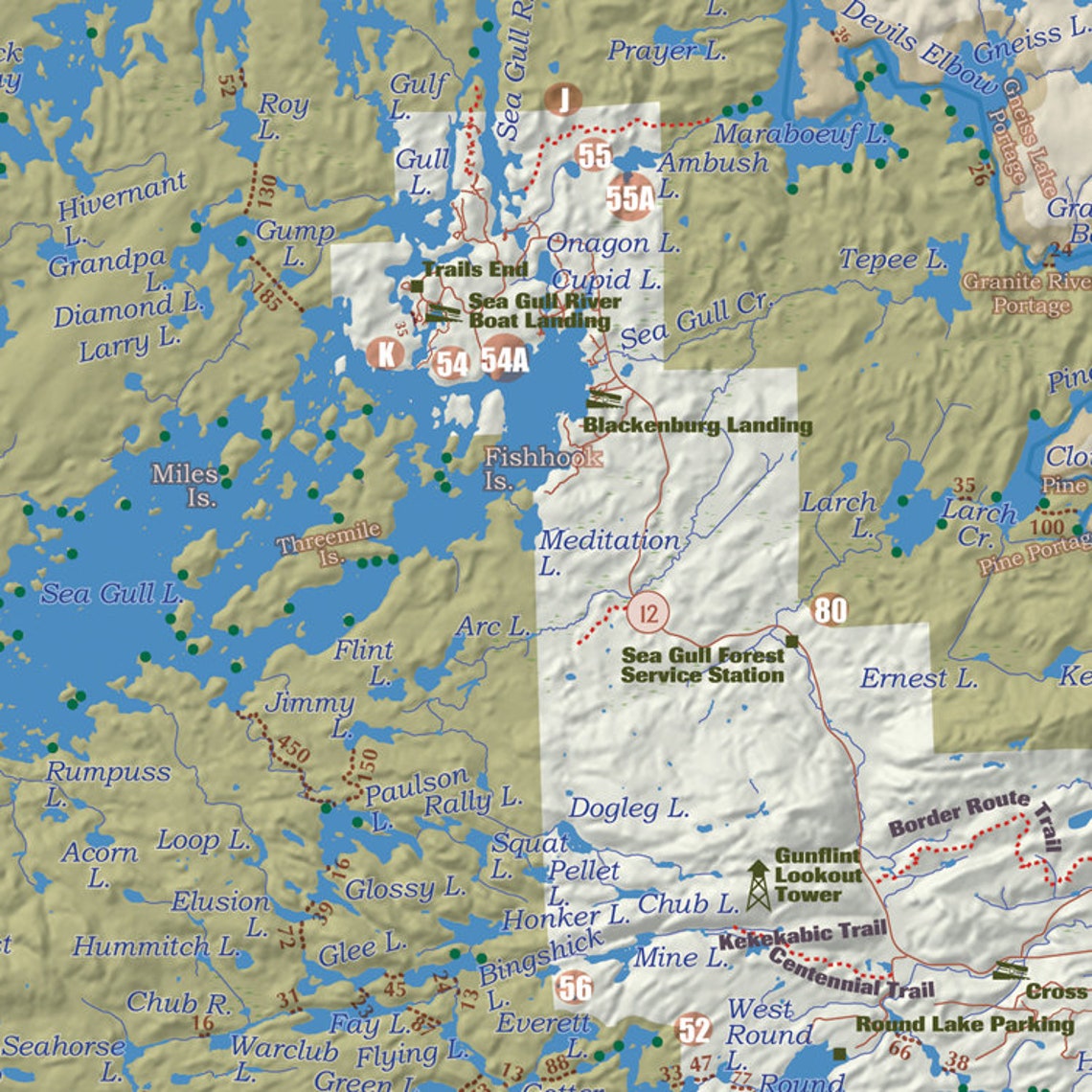Mural Quetico/boundary Waters Canoe Area Wilderness Map Not - Etsy