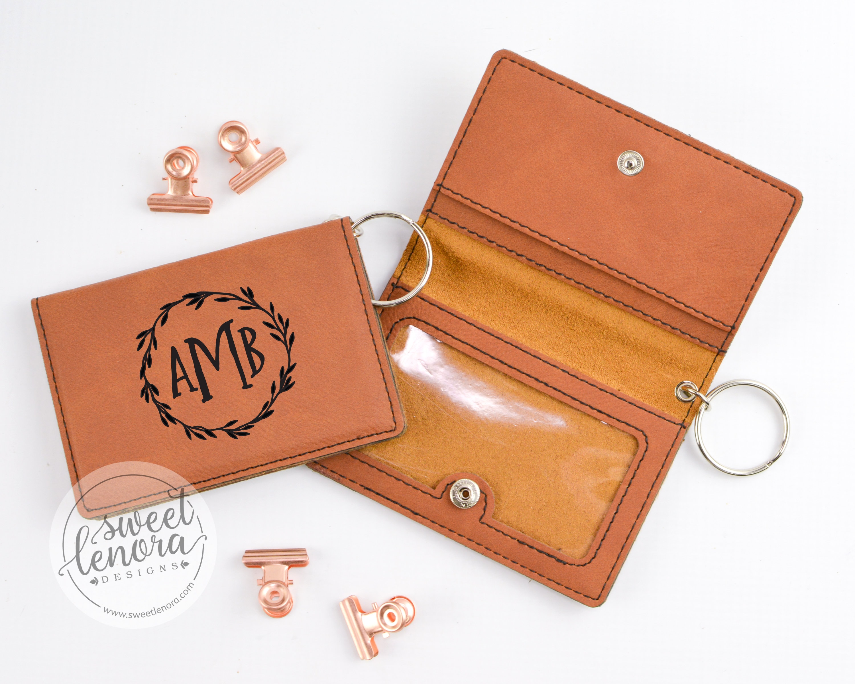 Monogrammed Keychain Wallet ID Holder Gift for Women | Etsy