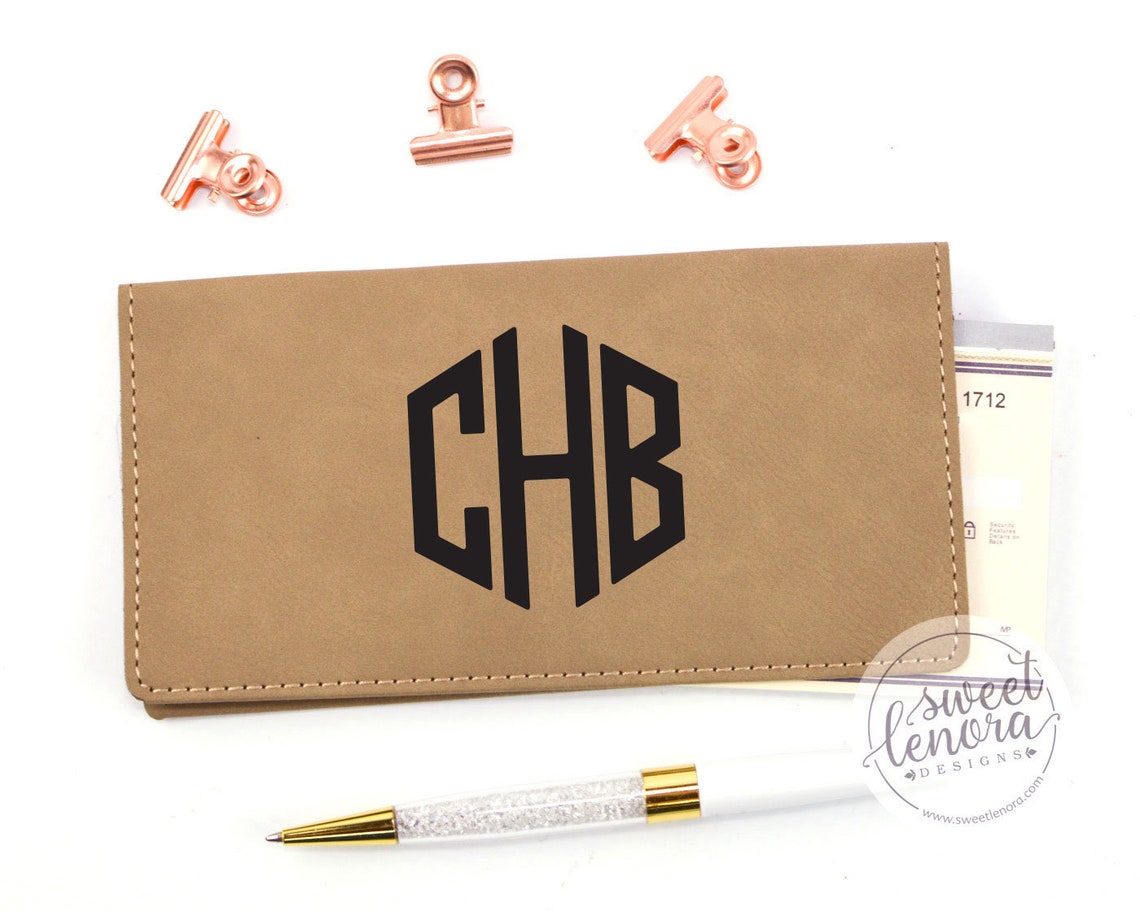 Monogrammed Checkbook Cover | Gift for Women | Personalized Leather ...