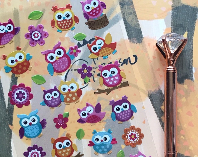 29 Pieces Glitter Sparkle Laser Owl Stickers Cute Animal Pet OOAK ...