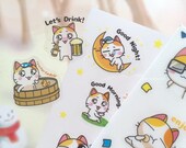 6 Cartoon Cat Stickers My Pet Cat Diary Meow Meow Label Kitty - Etsy