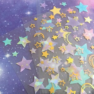 130 Little Star Sticker Mini Star Moon Fancy Colorful Star Holographic ...