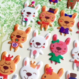 Happy Rabbit Sticker Cartoon Rabbit Cute Bunny White Rabbit Brown ...