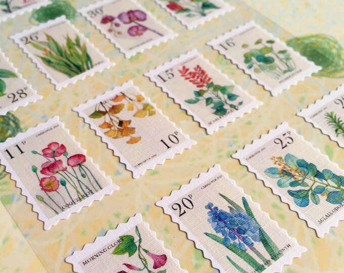 Vintage Flower Stickers Retro Flower Postage Sticker Flower | Etsy