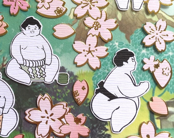 Sumo Sakura Sticker Cartoon Japan Sumo Rikishi Wrestler - Etsy