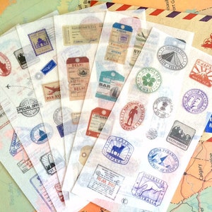 6 Sheets Travel Planner Sticker Passport Stamp Sticker Travel Stamp ...