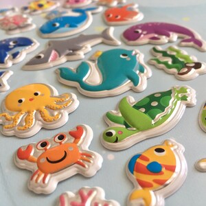 Cute Fish Sea World Sticker Colorful Underwater Rare Fish Jellyfish ...